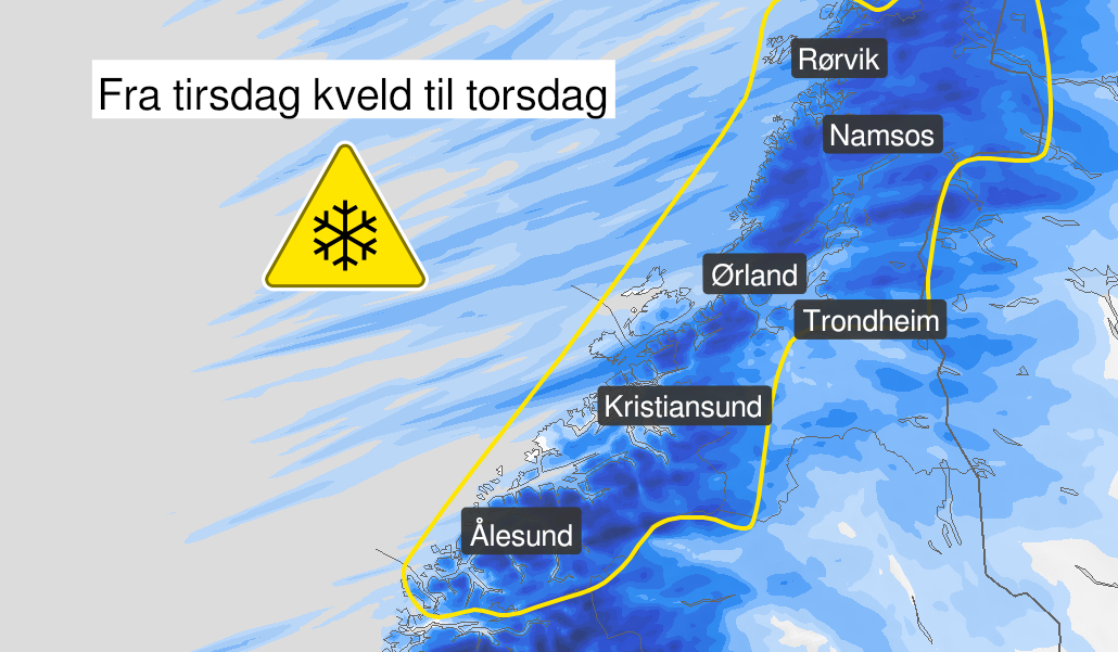 Venter store mengder snø – har sendt ut farevarsel - rbnett.no Venter store mengder snø – har sendt ut farevarsel - rbnett.no