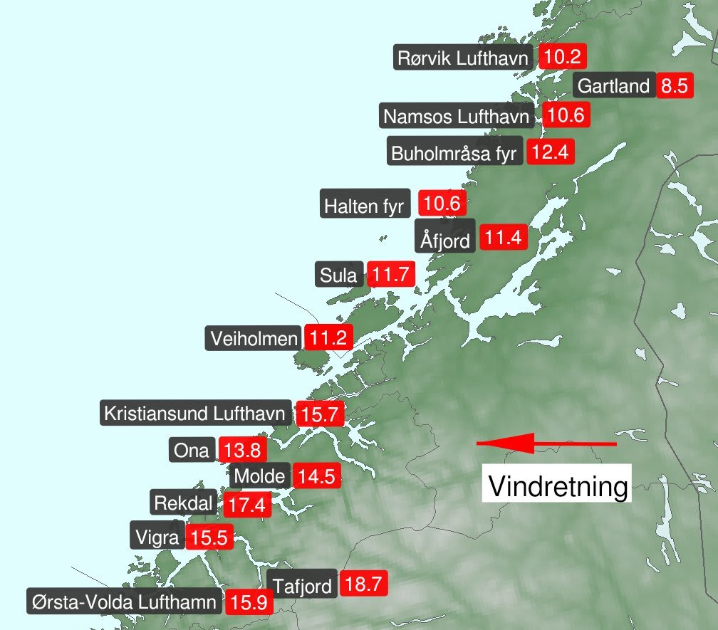 Fønvind ga rekordhøye temperaturer - rbnett.no