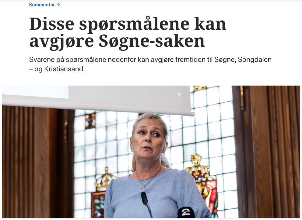 Svar til Vidar Udjus om Søgne/Songdalen - fvn.no