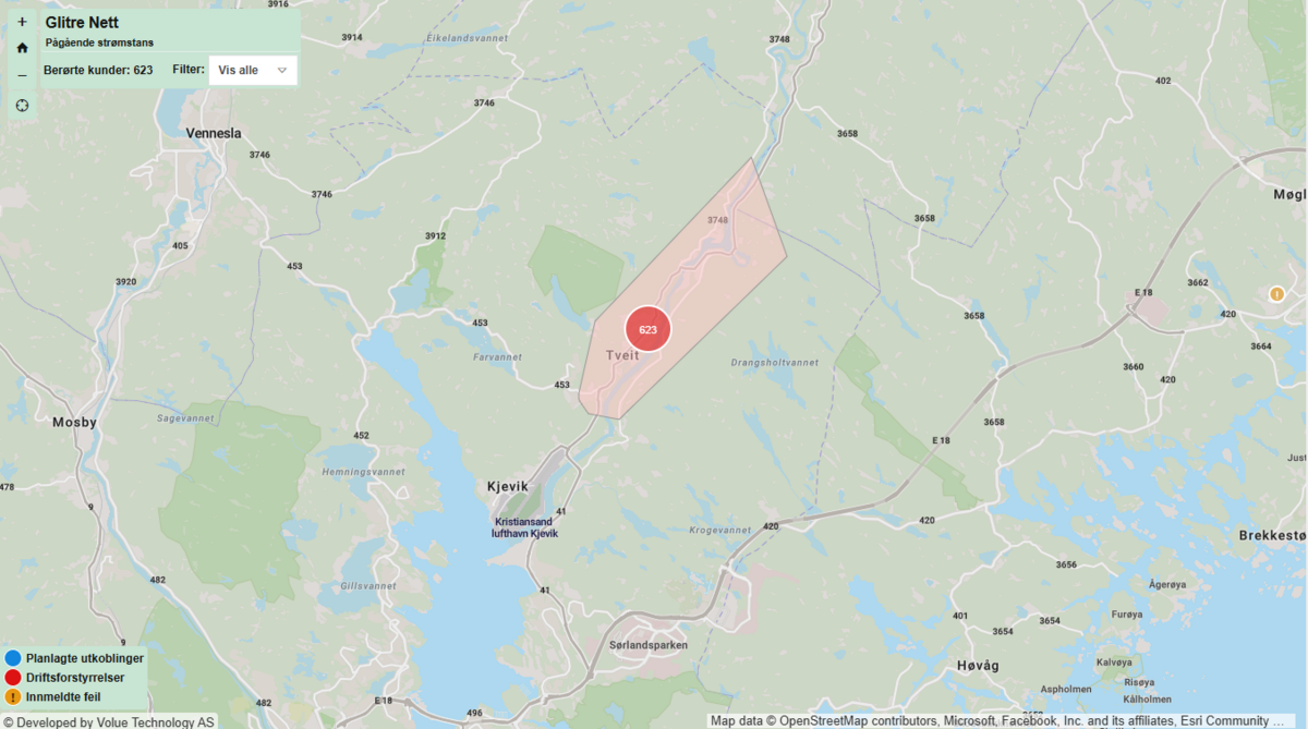 Stort strømbrudd - Over 1000 husstander var berørt - fvn.no
