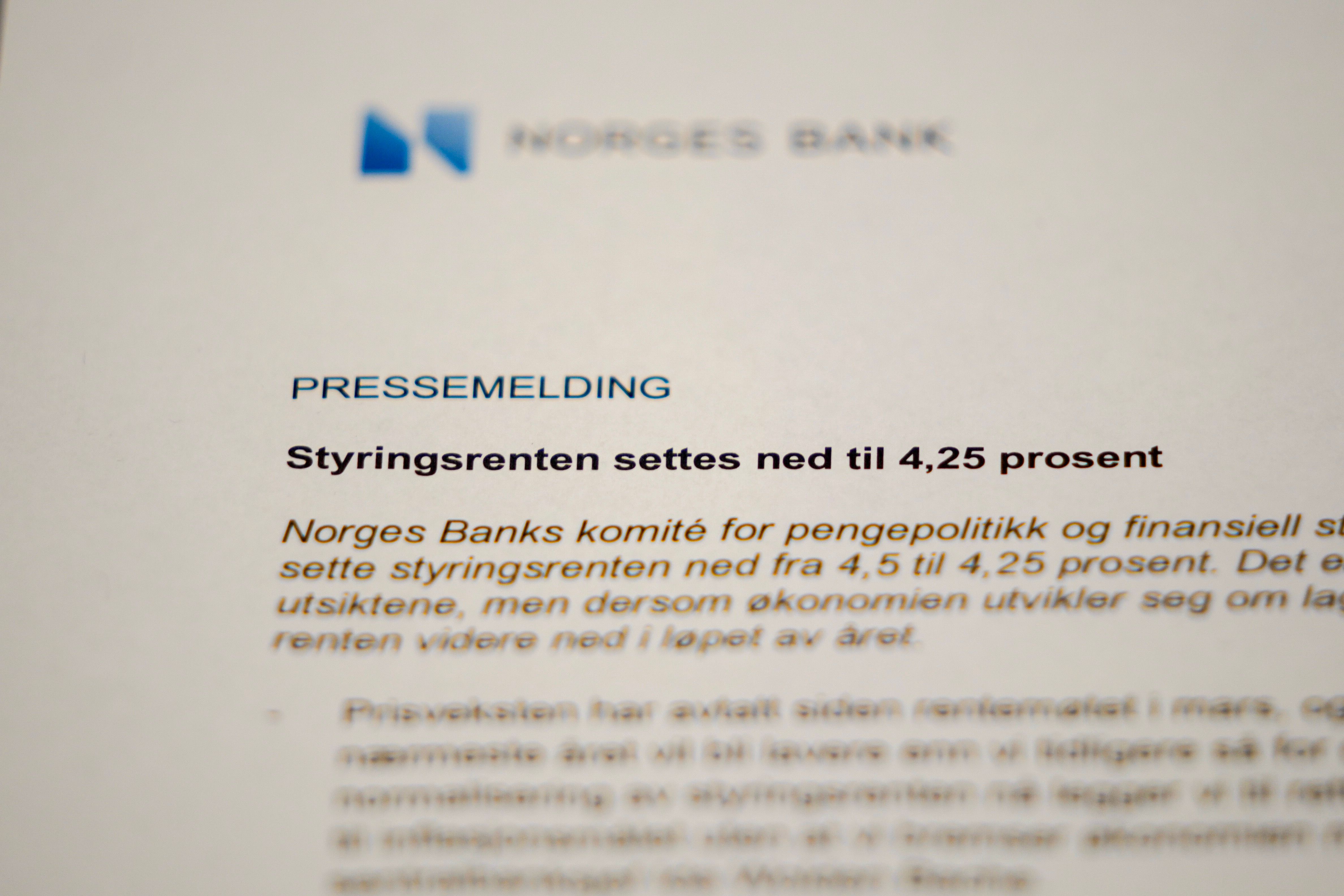 Norges Bank kutter styrings­renten