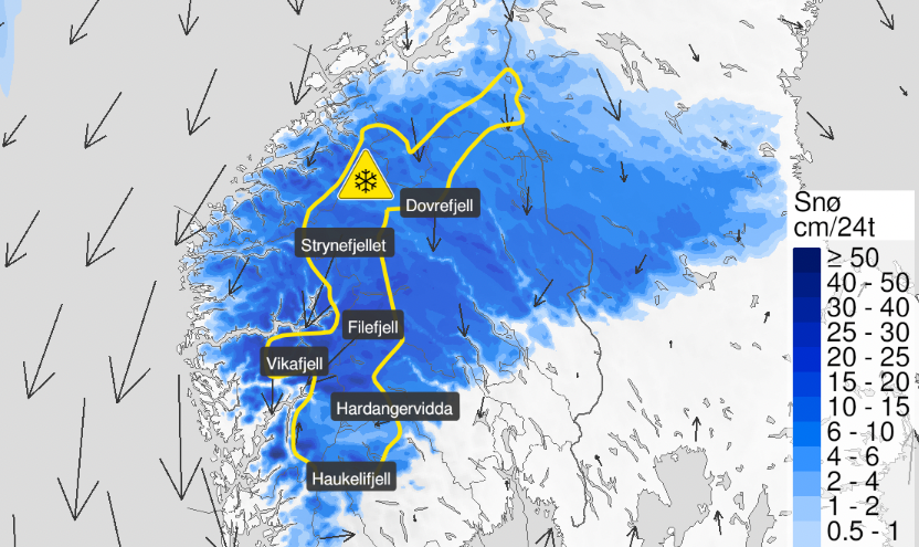 Ventar opp mot 25 centimeter snø i delar av Innlandet - fjuken.no