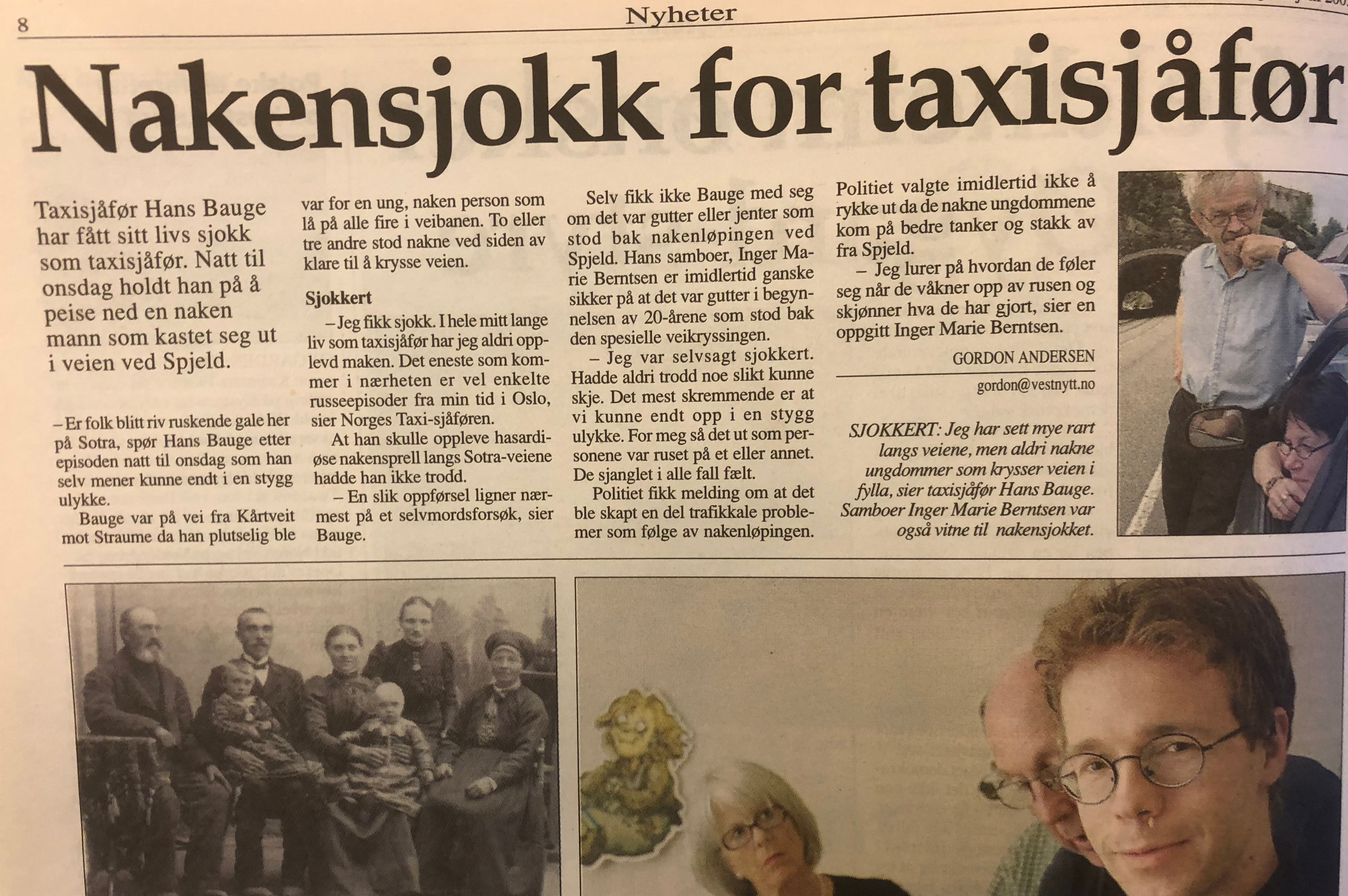 Nakensjokk for taxisjåfør - vestnytt.no