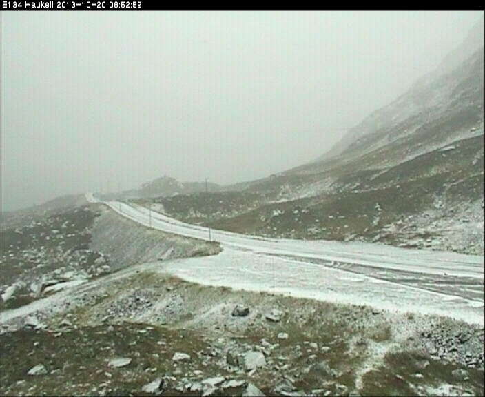 Slik så det ut søndag på E134 ved Haukeli - varden.no