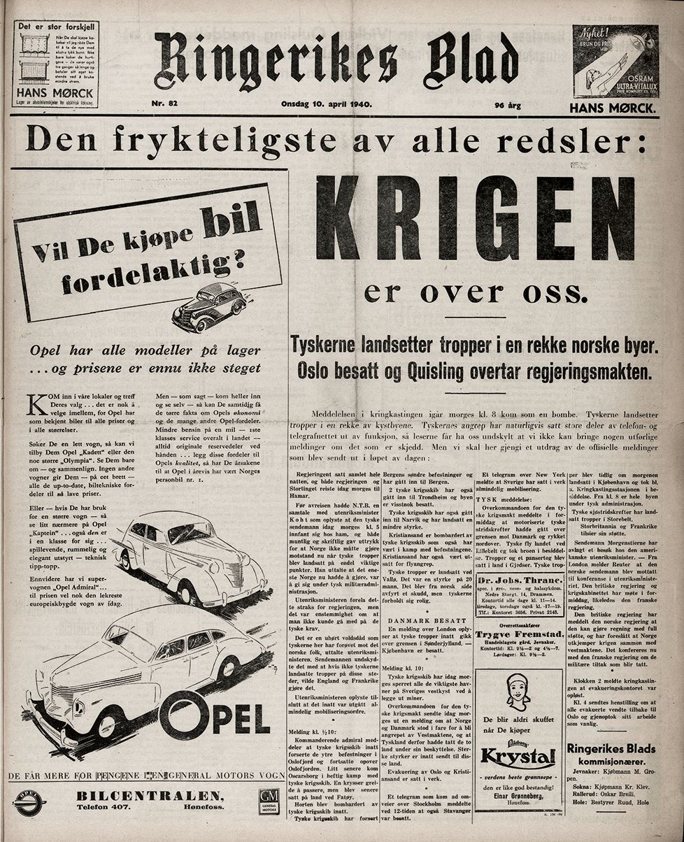 85 år sidan 9. april 1940: - No er me i krig