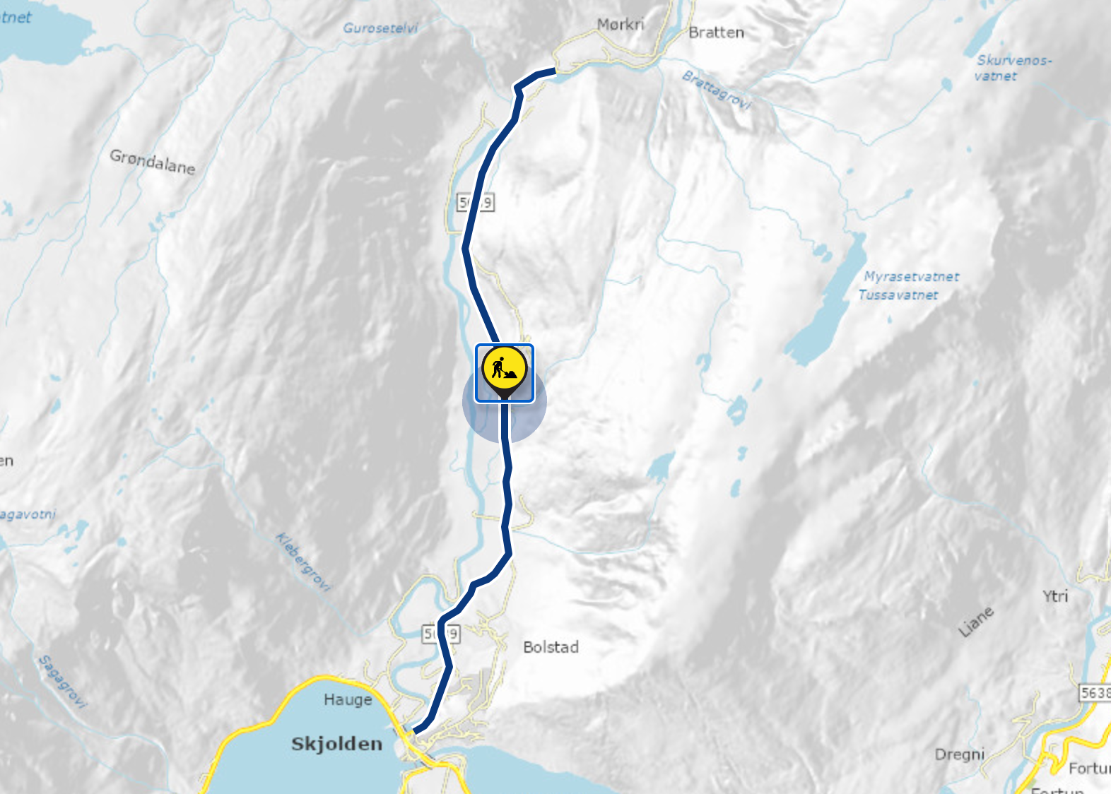 Her kjem vegen til å vere stengt i periodar