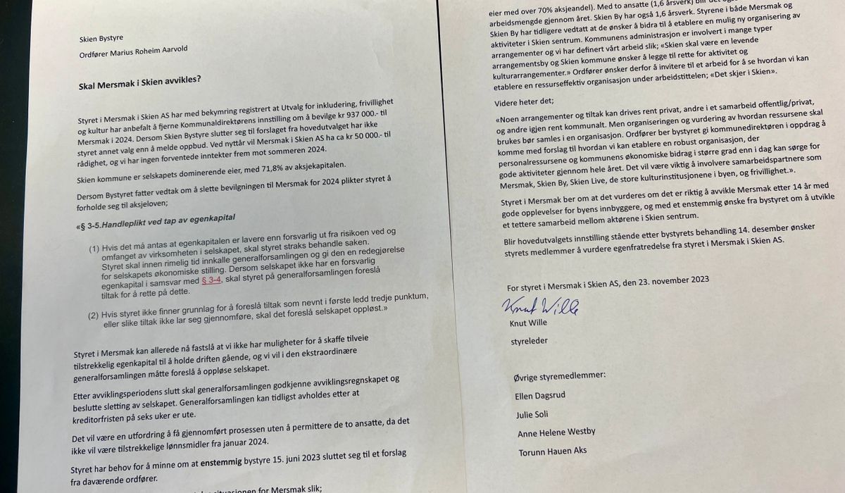 Ordføreren holdt igjen dette brevet til bystyret: – Alvorlig, sier ... Ordføreren holdt igjen dette brevet til bystyret: – Alvorlig, sier ...